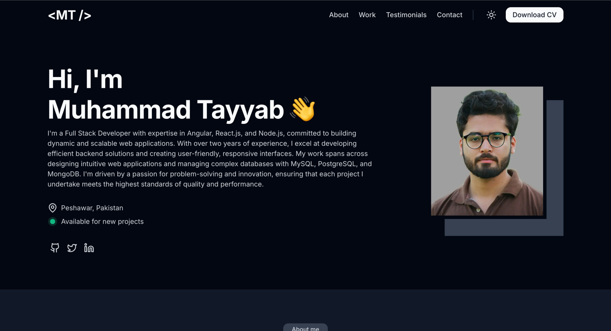 Muhammad Tayyab | Full Stack Developer From Peshawar, Pakistan.